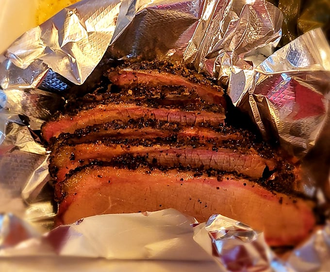 Brisket so perfectly smoked it practically tells a story &ndash; each slice revealing that telltale pink ring that whispers, "I was made with patience."