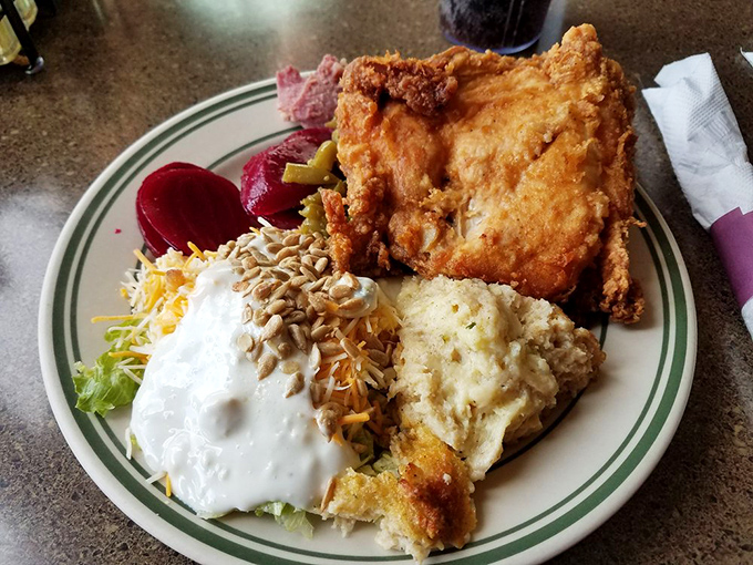 The buffet plate that answers life's eternal question: "Why choose one comfort food when you can have them all?"