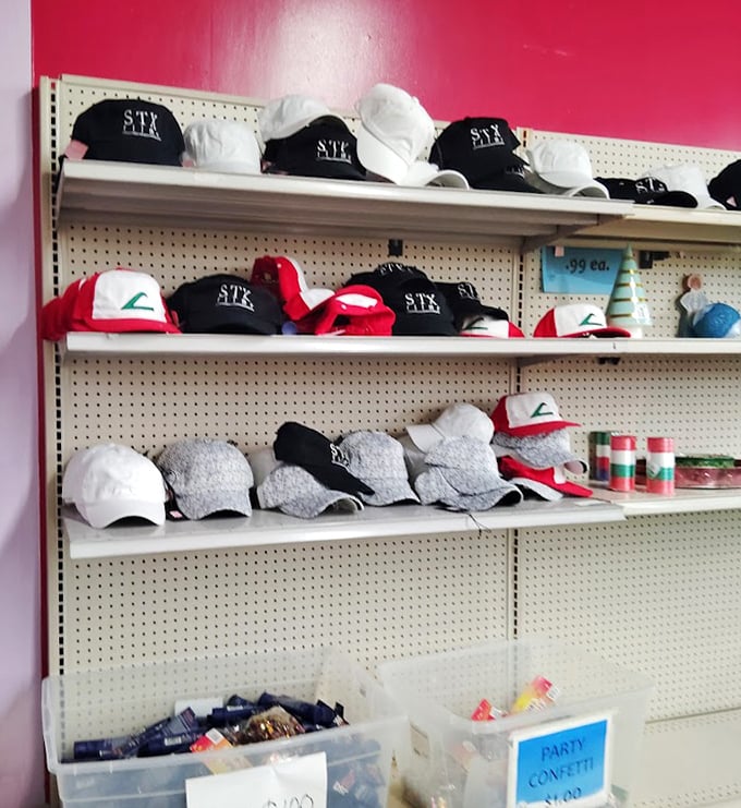 The hat section offers instant personality upgrades for under five bucks. Whether you're channeling baseball dad or beach vacation vibes, your new look awaits.