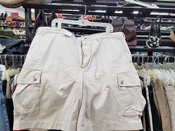 Those cargo shorts have more pockets than a pool table, perfect for storing all your thrifting finds.