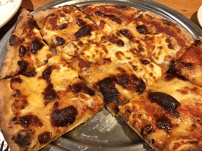 The holy grail of pizza tests: a perfectly executed cheese pizza with those magical char spots that only come from a serious brick oven.