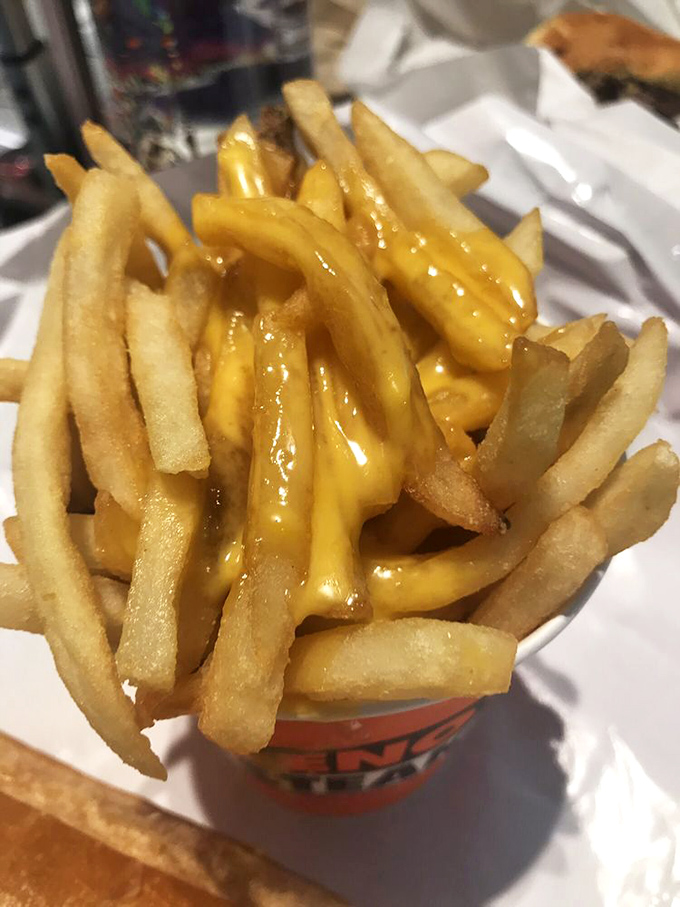 Cheese fries: where crispy potato meets molten cheese in a relationship that nutritionists hate but your taste buds will defend to the death.