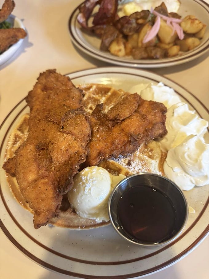 Chicken and waffles: the breakfast equivalent of wearing a tuxedo with sneakers&mdash;unexpectedly perfect and impossible to resist.
