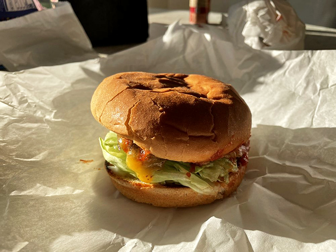 Simplicity elevated to art form—this burger's hickory sauce creates a smoky symphony that makes you wonder why anyone bothers with complicated food.