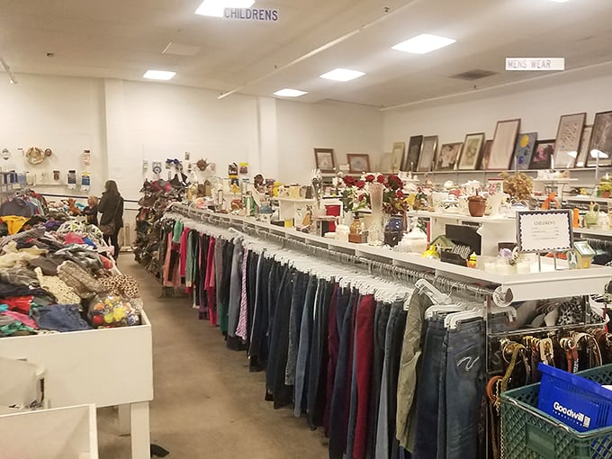 The children's section sprawls with endless possibilities, where growing kids' wardrobes won't bankrupt their parents.