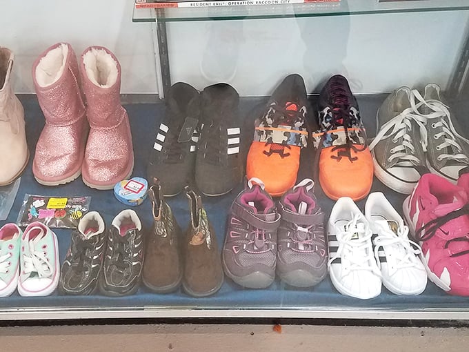 Cinderella's thrift store moment awaits! From sparkly pink boots to practical hiking shoes, these pre-loved kicks are ready for their next adventure.