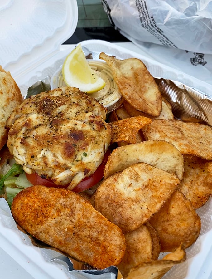 The perfect portable Maryland experience&mdash;a crab cake sandwich with house-made chips. Lunch doesn't get more local than this masterpiece.