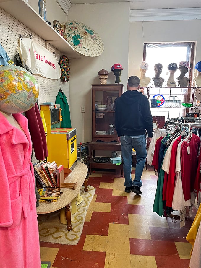 Every aisle offers a different decade to explore. This shopper might find childhood memories or tomorrow's conversation piece just around the corner.