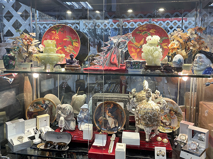 Curated chaos of collectibles&mdash;where porcelain figurines and decorative plates create a museum of memories that someone else's grandmother cherished.