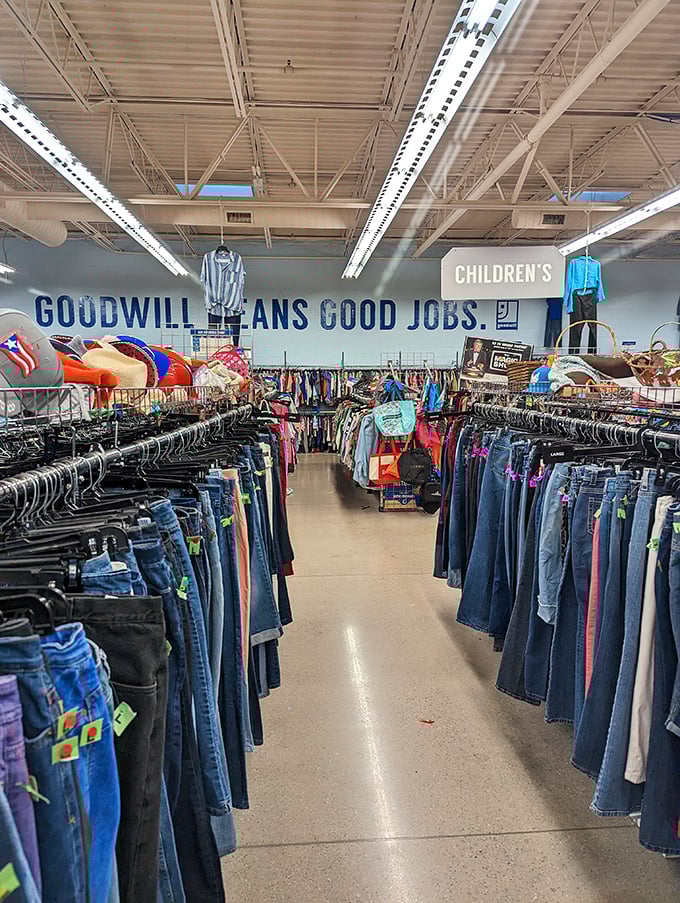 Denim paradise! Every shade of blue, every cut and style, waiting for their second chance at making someone's legs look fantastic.