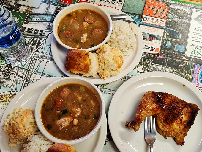 Gumbo dark as midnight, rice white as cotton &ndash; this bowl holds Louisiana's soul in liquid form.