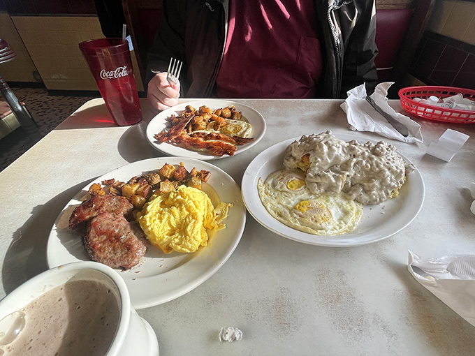 The diner spread that launches a thousand cravings. Three plates of breakfast bliss that make you want to invent a fourth meal of the day.