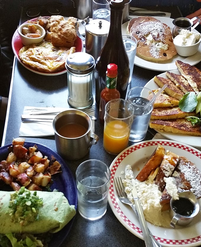 Breakfast spread that would make Ron Swanson weep with joy&mdash;a table where sweet meets savory in perfect morning harmony.