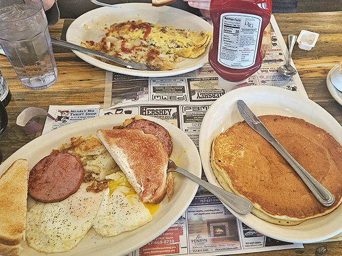 The classic American breakfast plate&mdash;where eggs, toast, home fries, and ham perform a symphony of flavors that Mozart himself would applaud.
