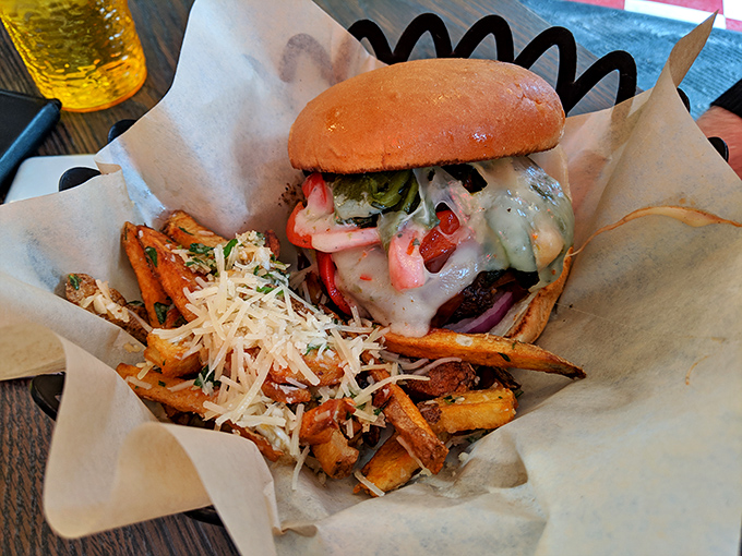When your burger arrives with a side of garlic parmesan fries, it's not just lunch&mdash;it's an event worthy of the paper basket it's served in.