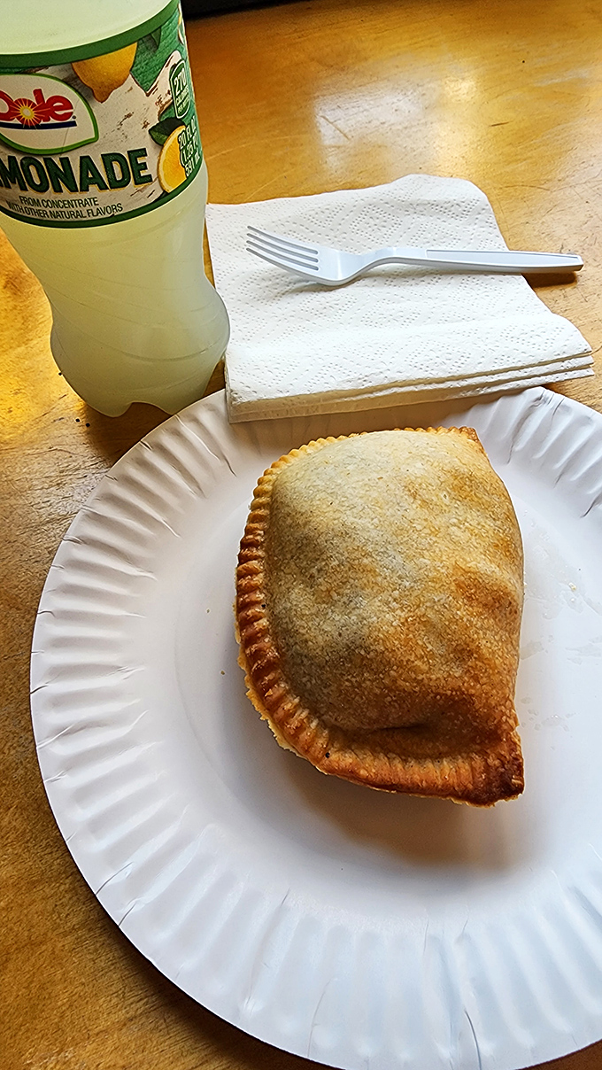 The humble pasty paired with lemonade&mdash;proof that sometimes the simplest lunch can feel like the greatest discovery of your day.