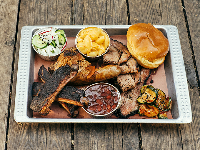 A barbecue platter that makes you want to cancel your afternoon plans. When meat this good is involved, appointments become surprisingly flexible.