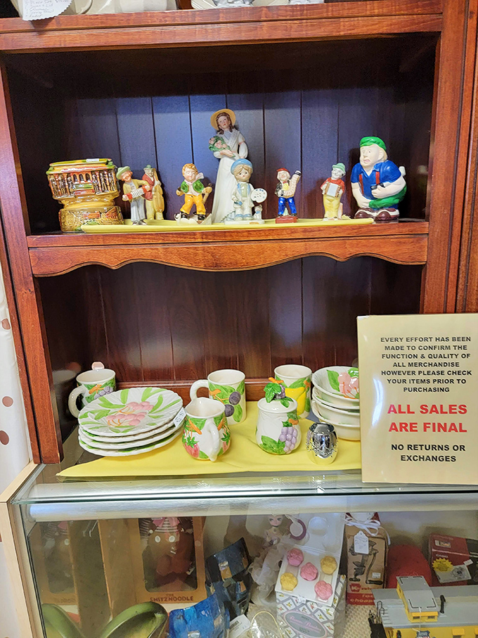 Porcelain figurines and dishware that once graced Grandma's china cabinet now await adoption into your curio collection.