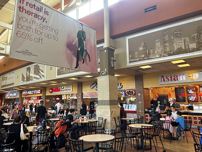 The food court &ndash; where shopping warriors refuel and debate their next retail conquest while surrounded by the intoxicating aroma of soft pretzels.