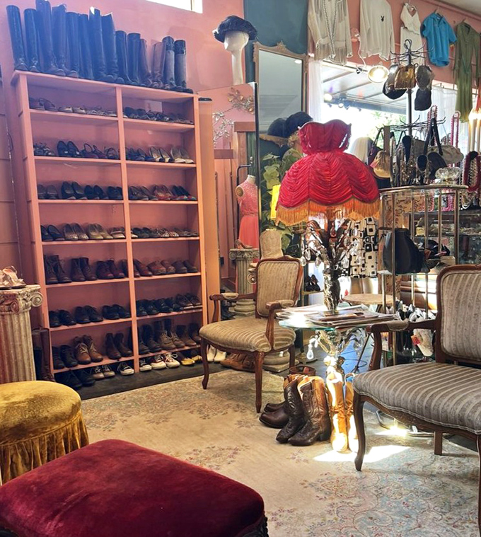 The shoe wall isn't just footwear&mdash;it's a timeline of how humans decided to elevate themselves throughout the decades.