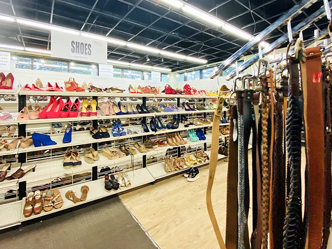 Shoe heaven meets belt bonanza! For fashionistas on a budget, this corner offers everything from practical flats to those red heels screaming "special occasion."