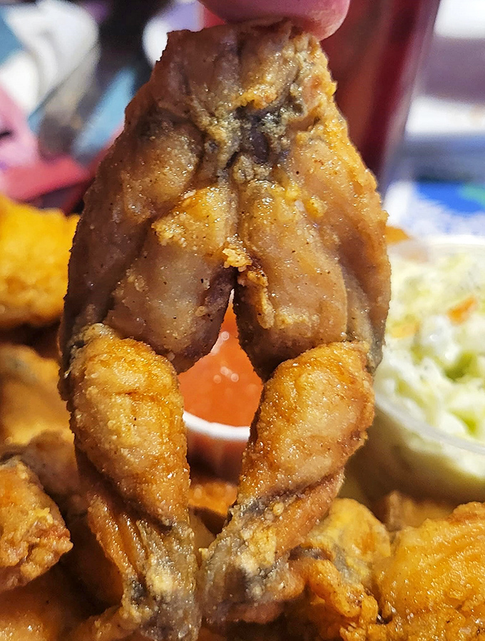 The infamous frog legs! Perfectly fried and ready to challenge your culinary boundaries—trust me, you'll be ribbiting with joy after the first bite.