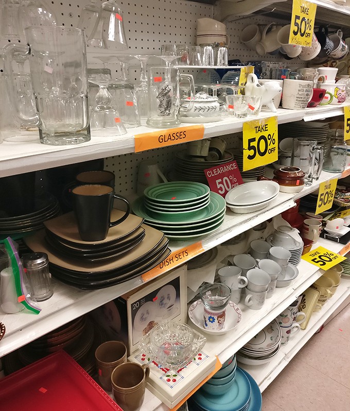 Dish sets at half-price might complete your grandmother's collection or start your own mismatched masterpiece.