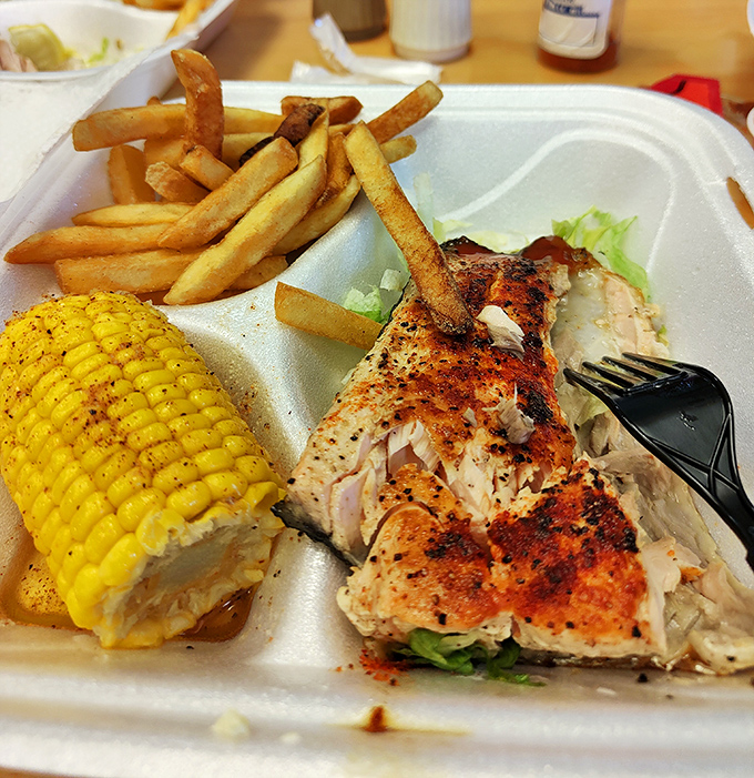 This blackened fish with corn on the cob isn't just a meal—it's edible evidence that you don't need an ocean view to enjoy coastal-quality seafood.