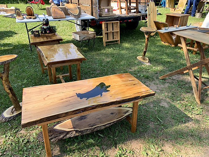 That fish table would make Hemingway proud! Handcrafted wooden furniture with personality that brings the Northwoods spirit into your dining room.