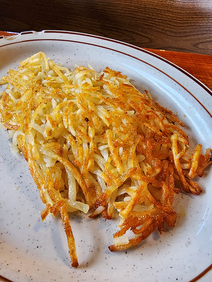 These hashbrowns achieved what we all aspire to: the perfect balance of crispy exterior and tender interior. A potato masterpiece worthy of framing. 