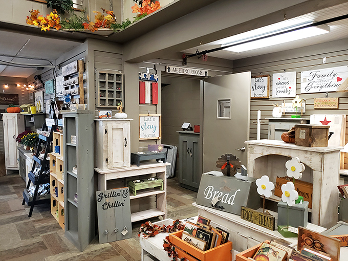 Farmhouse chic meets rustic charm in carefully arranged vignettes. These home decor displays could be straight out of a Pinterest board come to life.