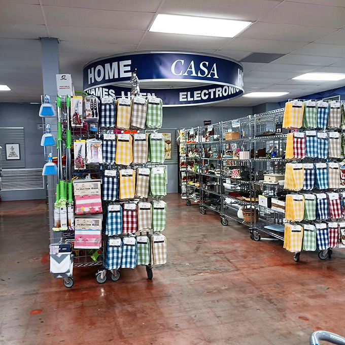 The Home/Casa section offers kitchen essentials and colorful linens that could transform any Louisiana kitchen on a budget.