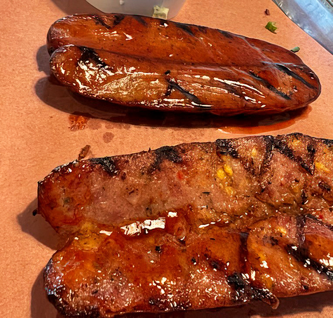 These hot links have the kind of glistening, smoke-kissed exterior that makes carnivores weak at the knees. Resistance is futile.