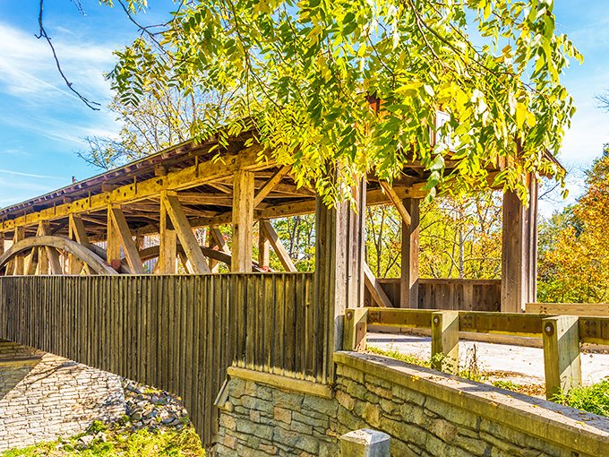 Looking at the bridge head-on reveals its purposeful design. That "10ft 4in" clearance sign isn't just informative&mdash;it's a bridge's way of saying "duck!"
