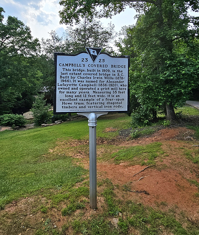 More than just a pretty structure &ndash; this historical marker reveals the fascinating story behind South Carolina's last remaining covered bridge.