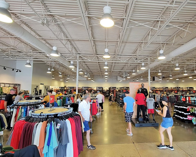 Inside, the spacious layout invites exploration, with enough room to maneuver shopping carts filled with tomorrow's wardrobe essentials.