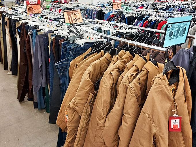 The jacket and jeans section could outfit a small nation. Levi's for less than a fancy coffee&mdash;now that's the American dream.