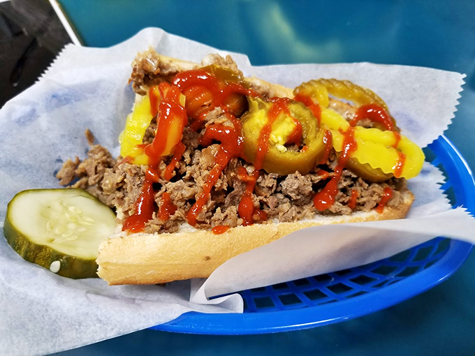 This beauty with banana peppers and sauce proves that a little heat makes everything better. It's not sweating—it's flavor perspiration!