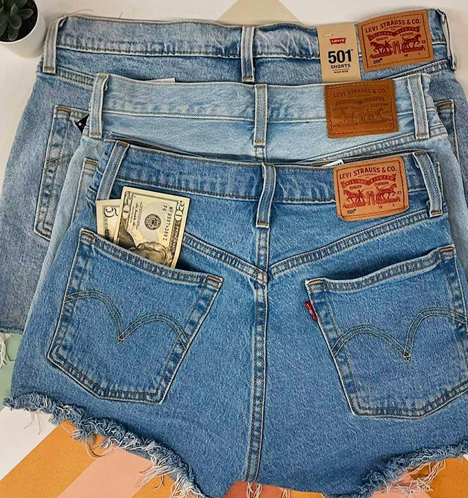 These Levi's shorts with cash in the pocket are the universe's way of saying, "You're winning at thrift shopping today."