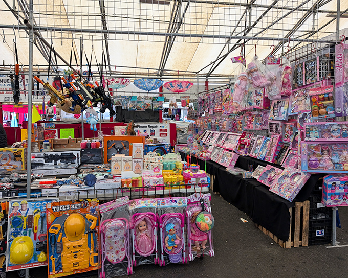 A wonderland of childhood dreams. From construction toys to dolls, this stall transforms ordinary shopping trips into expeditions for the perfect gift.