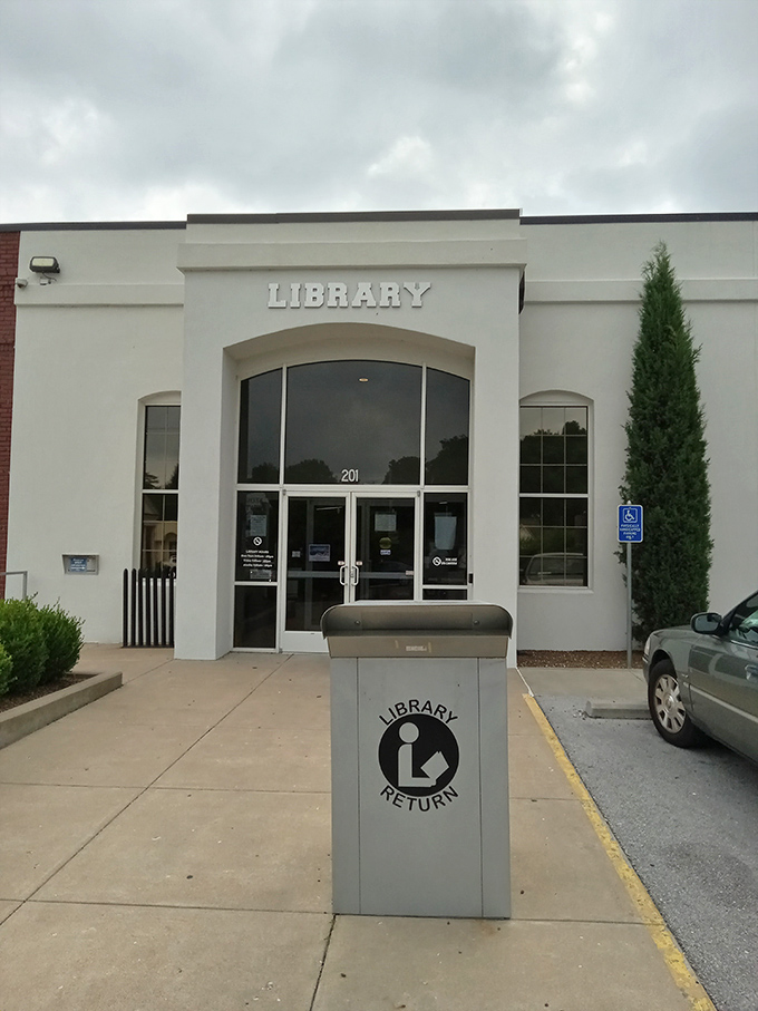 Even Neosho's library eschews the bland municipal look, offering a welcoming facade that suggests the adventures waiting just beyond those glass doors.