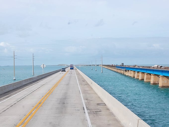 Driving with water on both sides feels like a magic trick. The Overseas Highway makes you question whether you're in a car or somehow piloting a very slow boat.