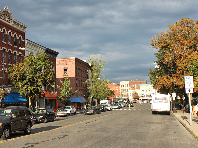 Downtown Northampton: where brick buildings gather like old friends sharing stories that span centuries. Some tales are told in cornices.