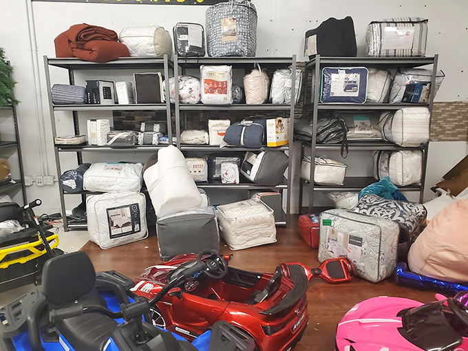 Mattresses lined up like sleeping soldiers, ready to provide comfort without the usual furniture store markup nightmares.