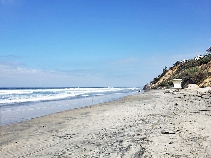 The perfect beach equation: miles of pristine sand, gentle waves, and barely another soul in sight. Beacon's Beach delivers California coastal magic without the crowds.