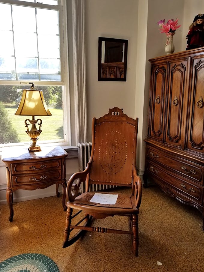That antique rocking chair isn't moving on its own&hellip; is it? Period furnishings create an atmospheric glimpse into the building's past lives.