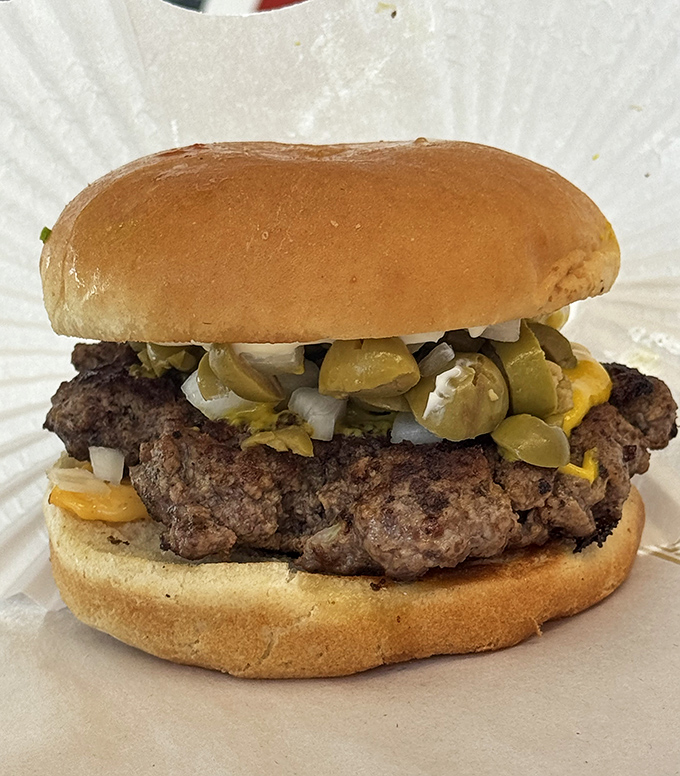 The olive burger&mdash;a Michigan classic that makes outsiders scratch their heads until they take that first, transformative bite. Green jewels of flavor.