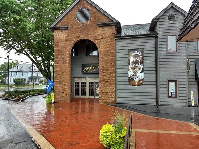 Even on rainy days, the brick entrance to Miller's feels like the gateway to comfort food paradise. Calories don't count when it's raining.