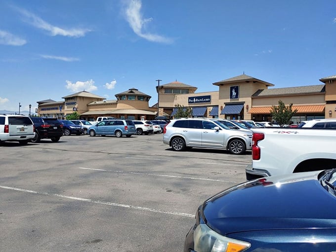 Parking spots stretch across the lot like promises of retail therapy, each one a starting block for marathon shopping.