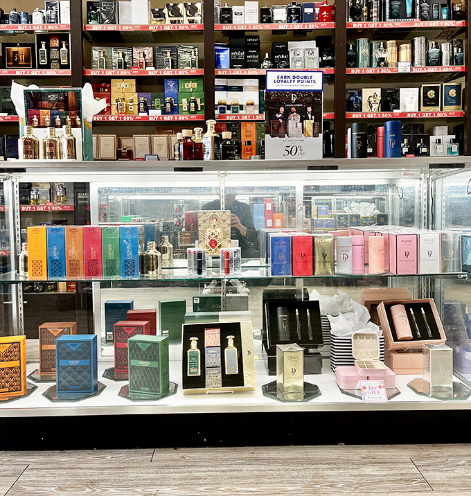 Fragrance fantasy land where designer scents line up like liquid personalities, waiting for someone to take them home.